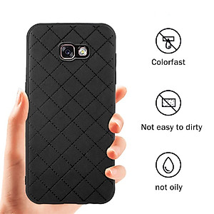 ELISORLI Compatible with Samsung Galaxy A3 2017 Case Rugged Thin Slim Cell Accessories Anti-Slip Fit Rubber TPU Mobile Phone Protection Silicone Soft Cover for Gaxaly 3A SM A320 A320M Women Men Black
