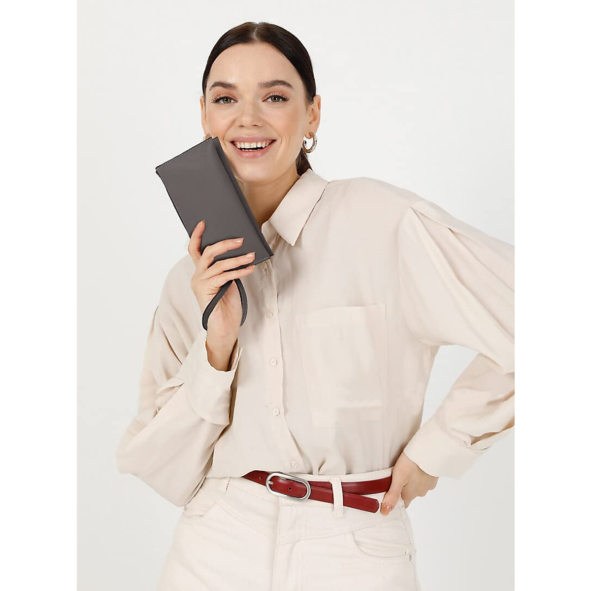 YALUXE Women's RFID Protected Wristlet Clutch Cell Phone Wallet Multi Card Organizer Zip Purse Genuine Leather