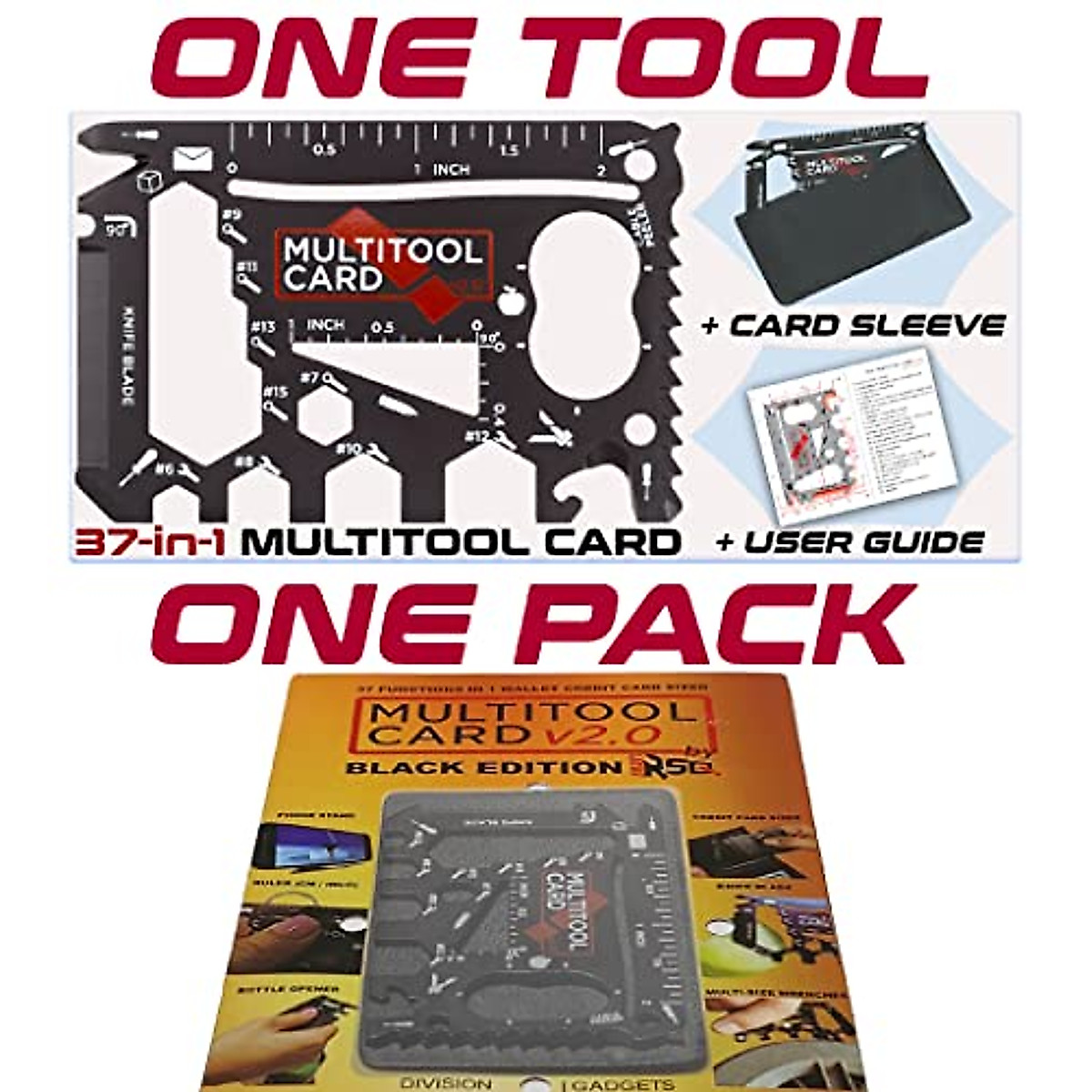 37-in-1 Wallet Tool Card Gift. Black Credit Card Bottle Opener Multitool with Multifunction Tools. Best Stocking Stuffer Gifts for Men, Dads, Husbands, HandyMen & Outdoor Enthusiasts
