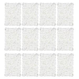 Flower Wall Panels Backdrop Décor: Blosmon White Artificial Floral Backdrop for Wedding Party Baby Bridal Shower, 12 Pcs Hanging 3D Fake Hydrangea Wall Decoration, Silk Faux Hydrangea Flower
