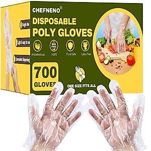 CHEFNENO Disposable Food Prep 700 Gloves (350 Pair) Plastic Disposable Gloves Kitchen Cooking Cleaning Food Handling Gloves (700 PCS)