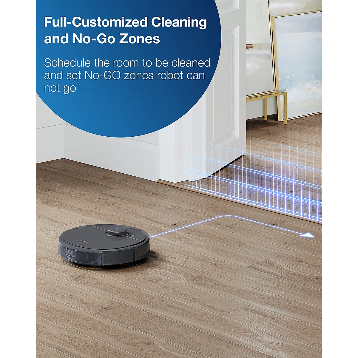 Ecovacs Deebot T8 Robot Vacuum and Mop Cleaner, Precise Laser Navigation, Multi-floor Mapping, Intelligent Object Avoidance, Full-customize clean, No-go and No-mop Zones, Auto-empty Station Compatible