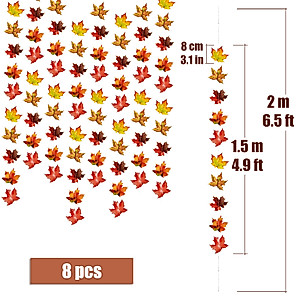 8pcs Fall Garland Maple Leaf Hanging Decor Banner Backdrop Streamer Thanksgiving Decorations Fall Themed Party Baby Shower Bridal Shower Wedding
