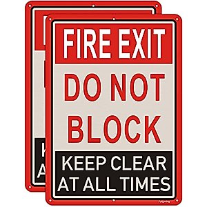 2 Pack Fire Exit Do Not Block Door Keep Clear at All Times Signs 14x10 Inches Fire Exit Safety Sign Do Not Block Sign Metal Reflective Sturdy Rust Aluminum Weatherproof Durable Easy to Install
