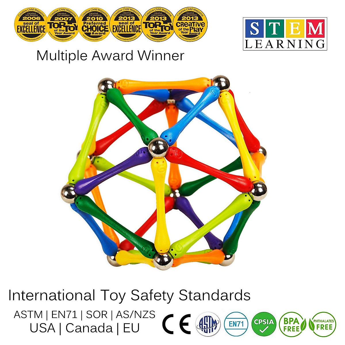 Goobi 70 Pcs Magnetic Building Sticks Blocks Toys Magnet Construction Set Tiles Toy Montessori STEM Educational Toys for Ages 3 4 5 6 7 8 Kids Boys Girls Adults with Storage Box and Instruction Guide