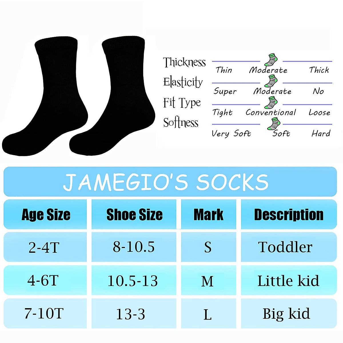 JAMEGIO 10 Pairs Boys Athletic Socks Toddler Boys Girls Breathable Soft Cotton Socks(2-4T)
