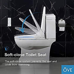 Ove Decors Nova Bidet Toilet Built-in Tankless Elongated, Automatic Flushing, Heated Seat, Soft Close, ECO Mode with Remote Control, White