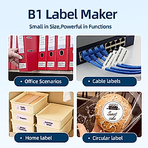 Label Makers - B1 Thermal Label Printer, 2 Inch Portable Bluetooth Label Maker with Tape Easy to Use for Office, Home, Barcode, Business, Clothing, Address, Mailing, Compatible with iOS & Android