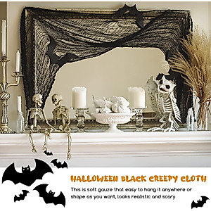 Kijamilee 4 Pack Halloween Creepy Cloth, Scary Spooky Cloth Creepy Gauze, 30 x 120inch Freaky Loose Weave Creepy Cloth, Decorations for Haunted Houses Props Halloween Wall Outdoor Indoor Decor (Black)