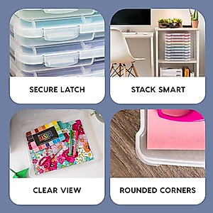 IRIS USA Portable Board Game Organizer Plastic Project Storage Case Box with Snap-Tight Latch, 10-Pack, Fits 8.5" x 11" Papers, for Games Puzzle Magazine A4 Paper Craft Hobby Art Supplies, Slim,Clear