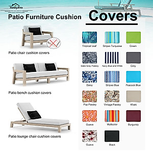 NettyPro Outdoor Patio Bench Swing Cushion Cover Replacement Water Resistant UV Protection Outside Loveseat Cushion Slipcovers with Zipper, 45 x 18 x 3 Inch