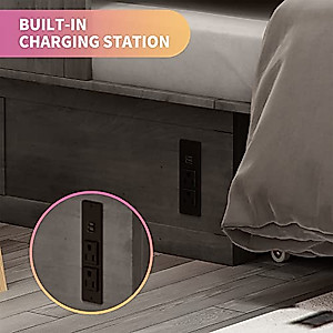 Mixoy Queen Size Murphy Cube Bed,Queen Murphy Cube Cabinet Chest Bed with 3 Level Folding Memory Foam Mattress & USB Charging Station& Large Drawers (Grey,Poplar)