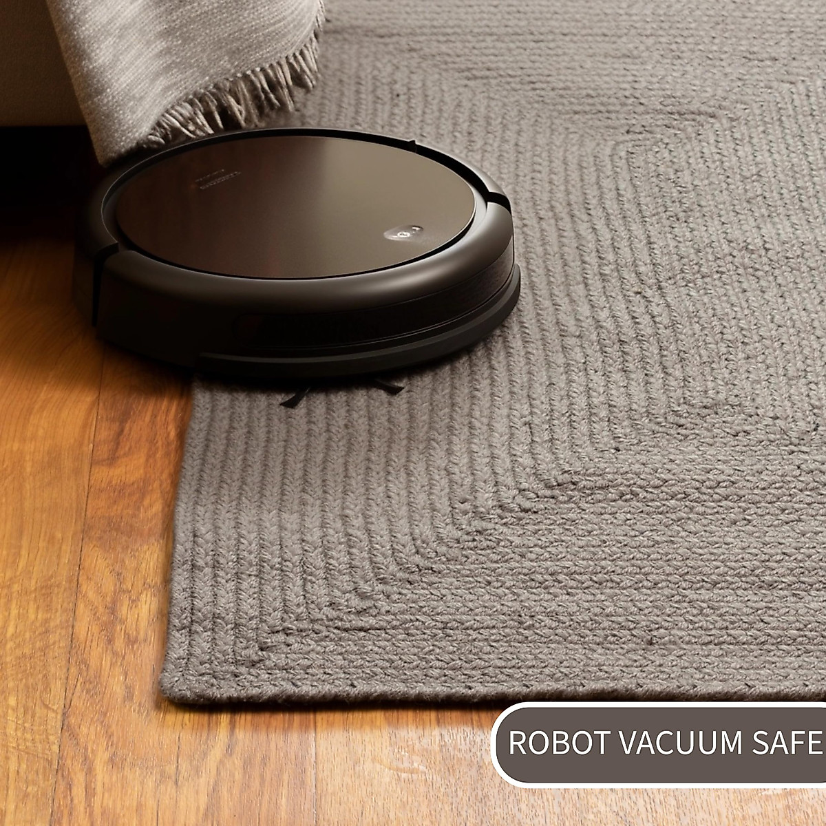 Super Area Rugs Lichfield Gray Braided Rug for Living Room - Washable Braided Rug - Woven Rug for Bedroom - Charcoal Gray 5' x 8' Rectangle