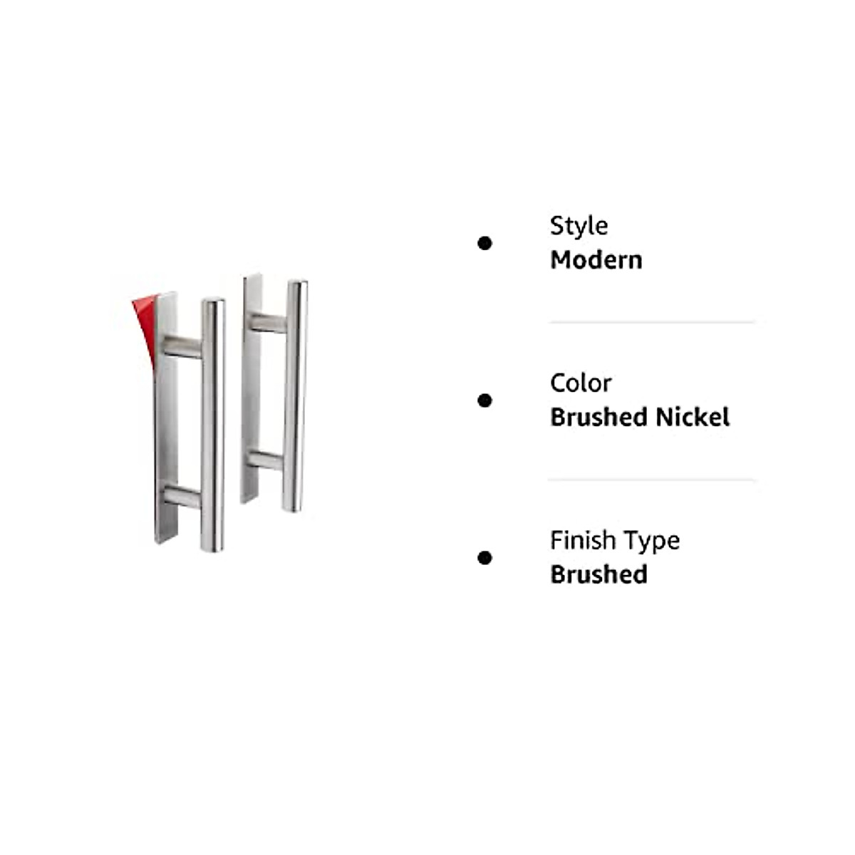 Adherion Adhesive Cabinet Stick On Door Handles 5" | No Drilling Stick On Handle for Drawers Doors Wardrobes Windows | 3M Handle Adhesive | 2 Pack Brushed Nickel | All Metal Stick On Cabinet Handles |
