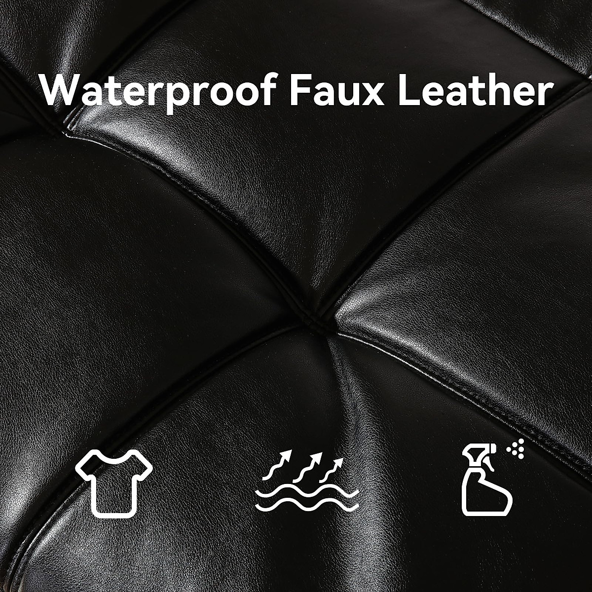 Hcore Convertible, Futon Couch Bed Memory Foam Loveseat Sofas, Dark Black