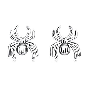 Vintage Spider Stud Earrings for Women Girls 925 Sterling Silver Hypoallergenic Halloween Small Animal Pet Cartilage Tragus Post Creative 3D Jewelry Unique Gifts for Friend