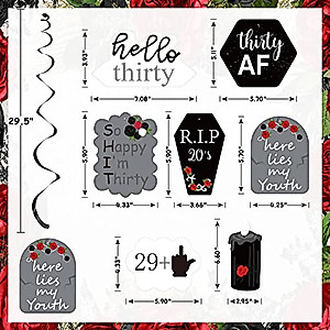 Death to My Twenties Birthday Decorations, Black 30th Birthday Hanging Decorations, Death to My 20s Funeral for My Youth Rip to My 20s Birthday Decorations for Men Women 30th Birthday Party Supplies