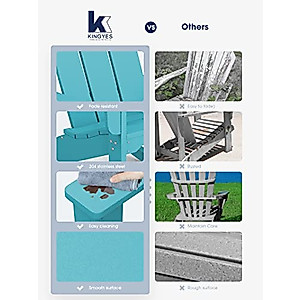 KINGYES Rocking Adirondack Chair ｜Modern Porch Rocker｜Weather Resistant Rocking Chair｜HDPE Curved Backrest Plastic Adirondack Rocker for Outdoor, Patio, Deck, Backyard - Tiffany