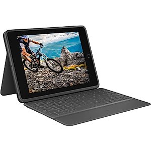 Logitech Rugged Folio - iPad (7th, 8th & 9th Generation) Protective Keyboard Case with Smart Connector, Kickstand, Durable Spill-Proof Keyboard Black 7.4 x 0.9 x 10.2(Renewed)