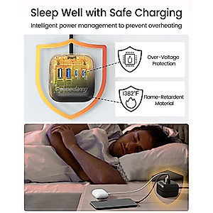 USB C Charger Station, SUPERDANNY GaN 70W USB C Charger, 4-Port USB Charging Hub with 4ft Cord, USB-C PD/USB-A QC Fast Charge Hub Compatible for MacBook, Laptops, iPad, iPhone, Samsung Galaxy, Black