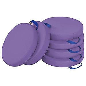 ECR4Kids SoftZone Floor Cushions with Handles, 2" Deluxe Foam, Round, Purple, (6-Pack)
