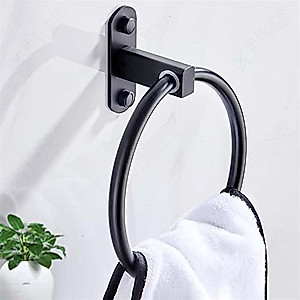 VEMMIO Towel Ring Black Hand Towel Rings Holder Aluminum Round Bar Washroom Wall Mounted Bath Hanger Rack Shelf Bathroom Accessories