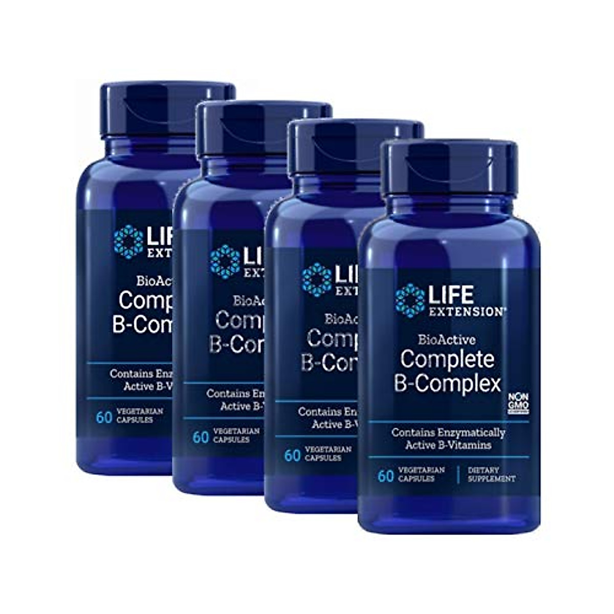 Life Extension BioActive Complete B Complex The Most Complete B Complex Formula 60 Vegetarian Capsules 4-Pak
