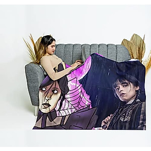 50X60 inches Wednesday Flannel Blanket, 350g/m² Addams Soft Throws Blanket Air Conditioner Sofa Bed Blankets, Movie Bedding Throw 3D Printed Blanket