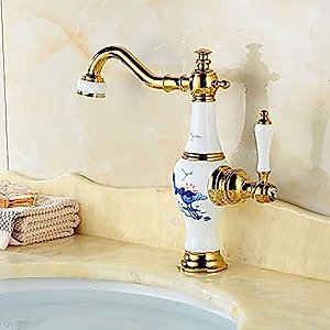 Kitchen & Bath Fixtures Taps Faucet,EuropUPC Basin Faucet Retro Bathroom Hot and Cold Faucet Wash Basin Rotating Faucet Under Counter Basin Faucet