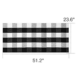YHOUSE Buffalo Plaid Rug Cotton Front Door Mat Outdoor Doormat Washable Checkered Rugs Indoor/Outdoor Welcome Mat for Layered Mat Porch/Kitchen/Farmhouse/Entry(23.6“X51.2“, Black and White Plaid)