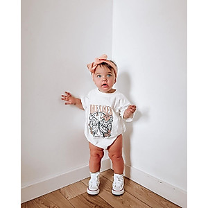 sdghg 0-18M Infant Baby Girl Short Sleeve Romper Spring Summer Bodysuit Headband Romper Butterfly Jumpsuit Bubble Bodysuit (Apricot, 0-3 Months)