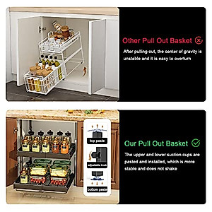 moapm Expandable Pull Out Cabinet Organizer Wire Basket Slide Out Cabinet Drawer Pull Out Kitchen Cabinet Organizer Storage ​Shelves for Kitchen Bathroom, Single Layer