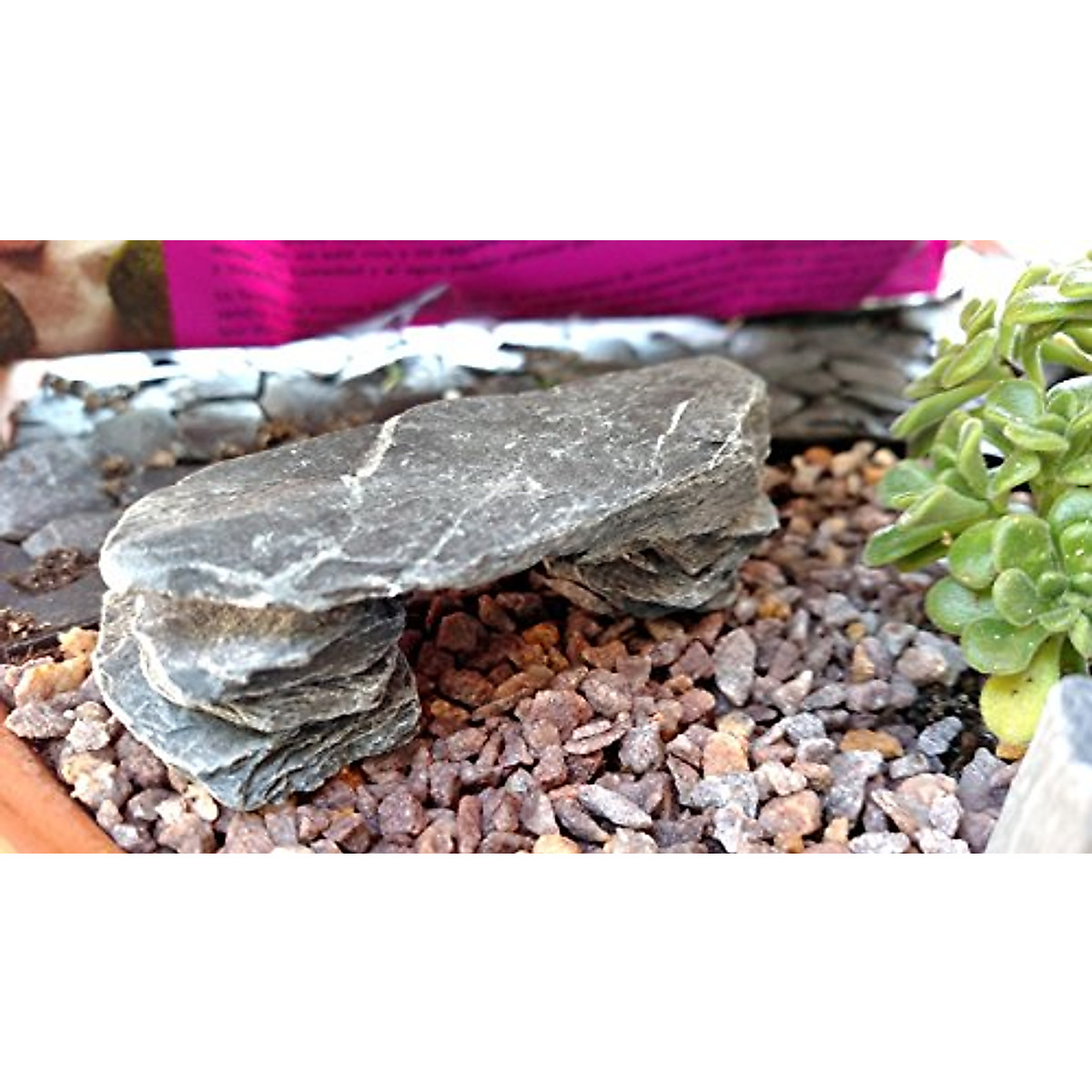 Natural Slate Stone -1 to 3 inch Rocks for Miniature or Fairy Garden, Aquarium, Model Railroad & Wargaming (2)