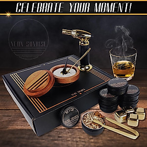 Cocktail Smoker Kit with Torch | 6 Flavors Wood Chips | Bourbon, Whiskey Smoker Infuser Kit, Old Fashioned Drink Smoker Kit, Birthday Bourbon Whiskey Gifts for Men, Dad, Husband