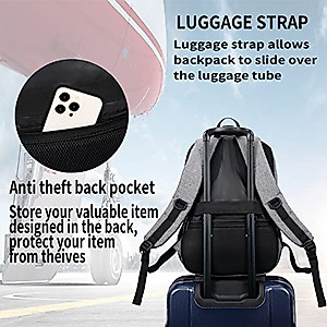 QINOL Travel Laptop Backpack, Business Anti Theft Durable Laptop Backpack with USB Charging Port, Water Resistant College Bag Computer Bag Gifts for Men Women Fits 15.6 Inch Notebook
