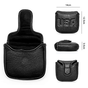 Golf Putter Cover, Putter Headcovers Golf Club Head Covers Putter Headcover for Blade Leather Golf Mallet Putter Head Covers with Magnetic for All Brands USA Style