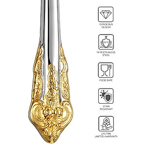 KEAWELL Gorgeous 6.9" Butter Spreader, 18/10 Stainless Steel, Set of 4, Gold Accent Butter Knife