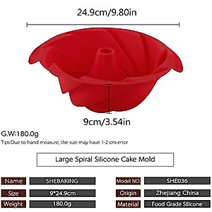SHEbaking Silicone Fluted Pan,Jello Mold Gelatin Mold, Non-stick Baking Mold with Sturdy Handle Perfect for Cake, Jello, Mousse,Bread 9 inch