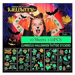 Waterproof Cartoon Stickers for Laptop Luminous Temporary Tattoos for Kids, 120 Styles Glow in the Dark Decorations Birthday Party Favors Supplies, Gifts Fake Tattoos for Teens Adults 10 Sheets