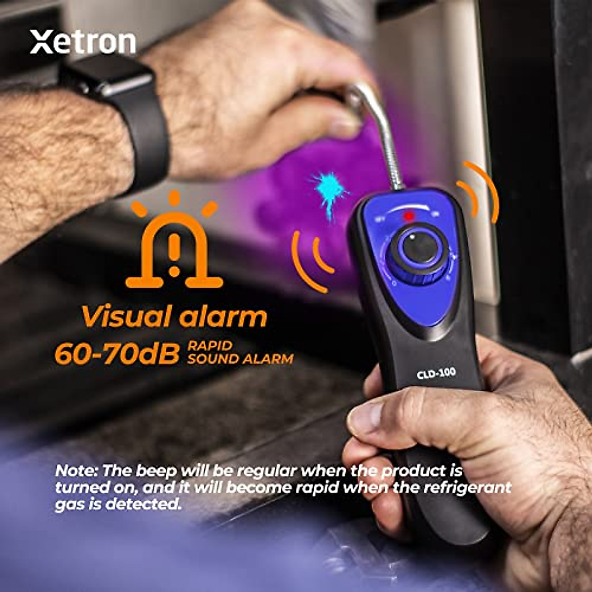 Xetron HVAC Refrigerant Leak Detector with UV LED,Automotive AC [R134A R410A R22 R1234YF] Freon Sniff Halogen Gas Leak Detector, 6 Adjustable Sensitivity, CFCs HCFCs HFCs HFOs CLD-100UV