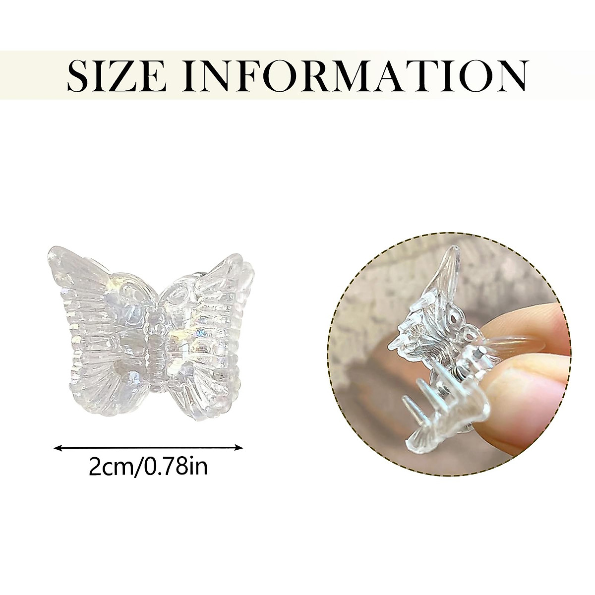 Paderison 10Pcs Mini Butterfly Hair Clips Small Hair Clips for Girls Colorful Side Bangs Clips Braided Sweet Barrettes for Kid Tiny Cute Metal Claw Clips Hair Accessories for Women(White)