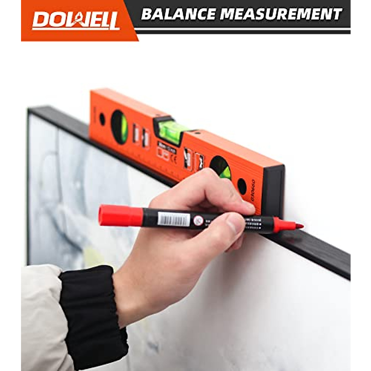 DOWELL 12 Inch Magnetic Spirit Level with Metric Scale, 3 Different Bubbles-45°/90°/180°HY030660