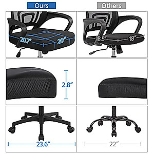 Yaheetech Home Office Modern Desk and Chair Set Computer Desk w/Drawer & Shelves with Ergonomic Mesh Height Adjustable Office Chair
