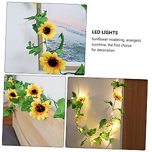 Abaodam 2 Pcs Sunflower Lighting Chain Sunflower Wreath Sunflower Outdoor Decor Sunflower Decor Led Artificial Sunflower Garland Flower Strip Light Sunflower Fairy Light Festival Ornaments