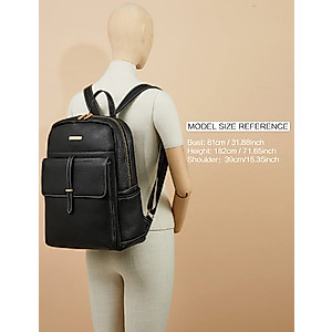 BOSTANTEN Leather Laptop Backpack for Women Large Capacity 15.6 inch Computer Bag Casual College Daypack Travel Bag Black