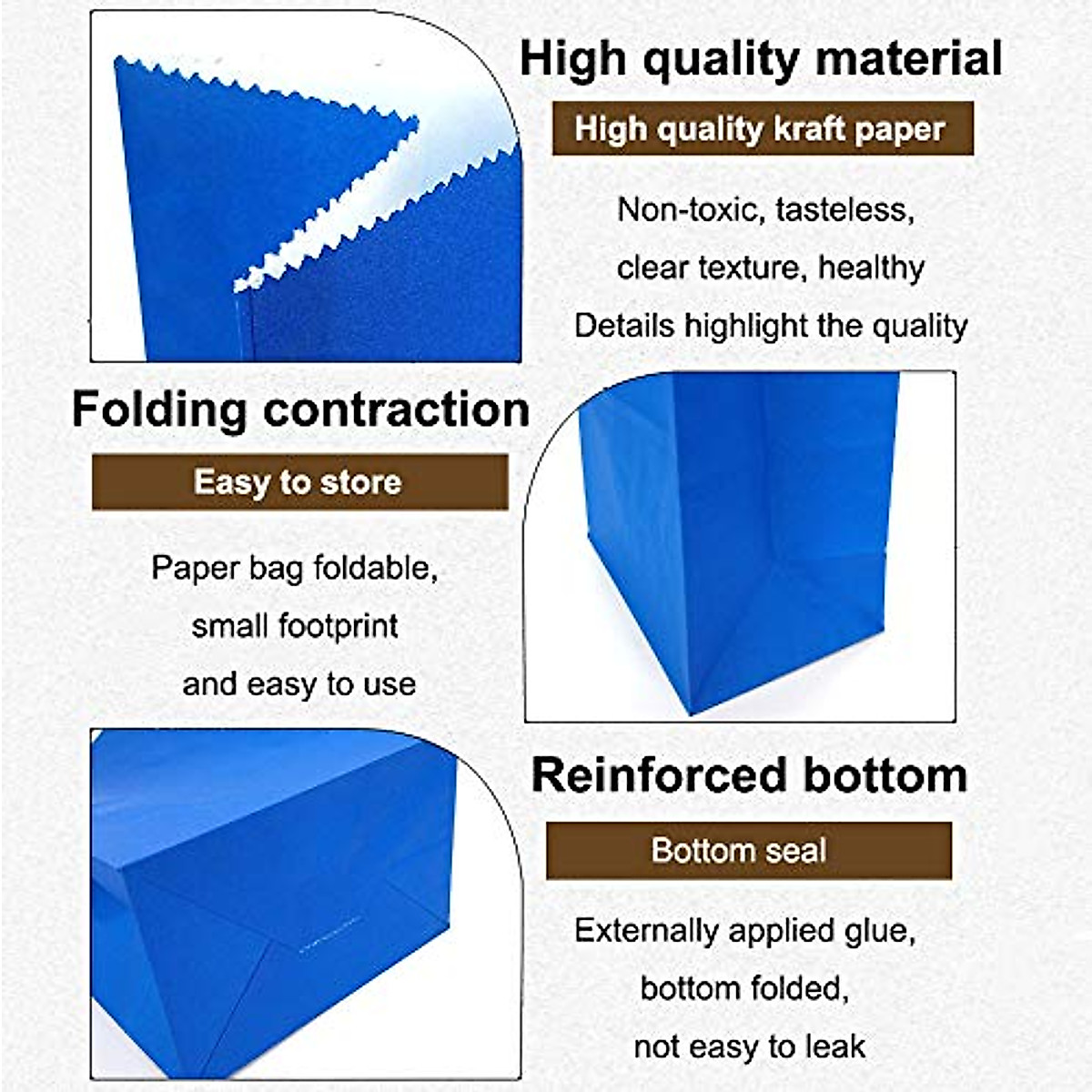 KEYYOOMY 100 CT Small Paper Bags Navy Blue Paper Party Bags for Wedding Shower Kid’s Birthday Party (Royal Blue, 100 CT, 3.1 X 5.1 X 9.4 In)