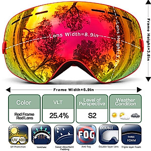 LEPSJGC Ski Goggles - Interchangeable Lens - Premium Snow Goggles Snowboard Goggles for Men and Women ski Item (Color : C)