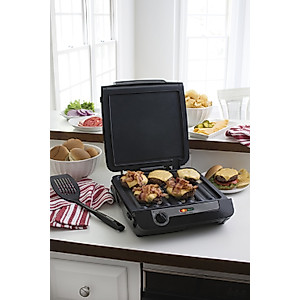 Hamilton Beach 3-in-1 Indoor Grill and Electric Griddle Combo and Bacon Cooker, Opens 180 Degrees to Double Cooking Space, Removable Nonstick Grids, (25600)