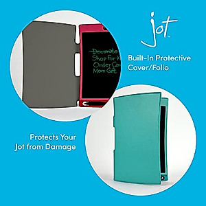 Boogie Board Jot Reusable Writing Tablet for Adults, 8.5" Digital Notebook with Instant Erase, Digital Notepad with Magnets, Note Taking Tablet for Work or School, Blue with Protective Folio
