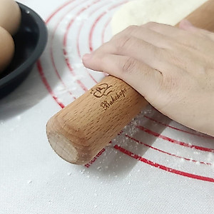 Bakehope Rolling Pin for Baking Pasta Pizza Bread, Natural Beech Wood Dough Roller(15.75 Inches, dowel)